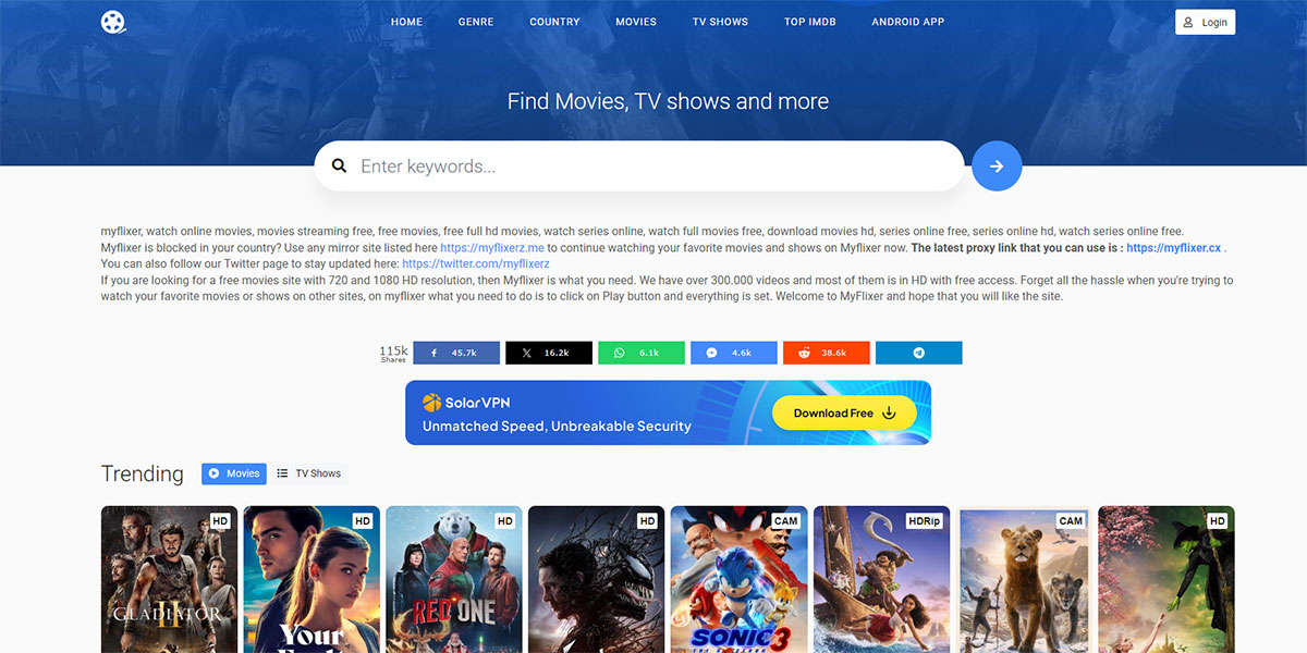 Myflixerz.to je alternativa Sloflixu in Netflixu